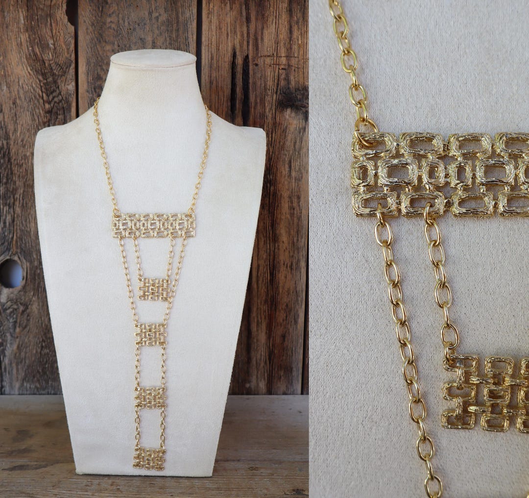 60s 70s Chunky Baroque Mod Chunky Chain Panel Necklace | MCM Mid ...