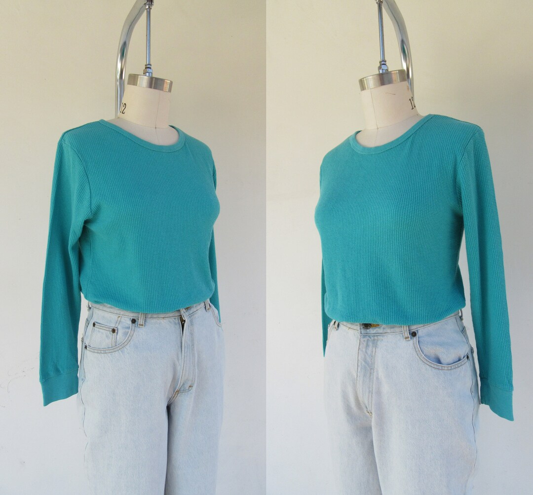 90s JOX BOXER Aqua Waffle Texture All Cotton Thermal Top | Cotton Blend ...