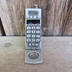 NOS 80s 90s Cell Phone Novelty Brooch Silver Tone Chunky Telephone Pin ...