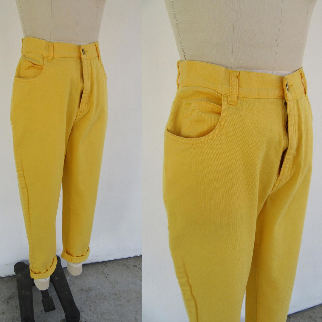 80s 90s FORENZA High Rise Sunflower Yellow Five Pocket Jeans | Skinny ...