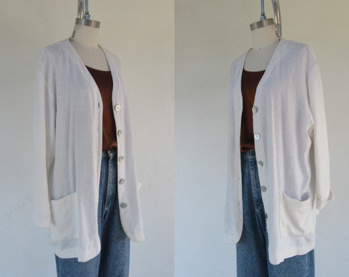 90s Boxy Fit Linen Blend Cardigan | Express Compagnie Internationale ...