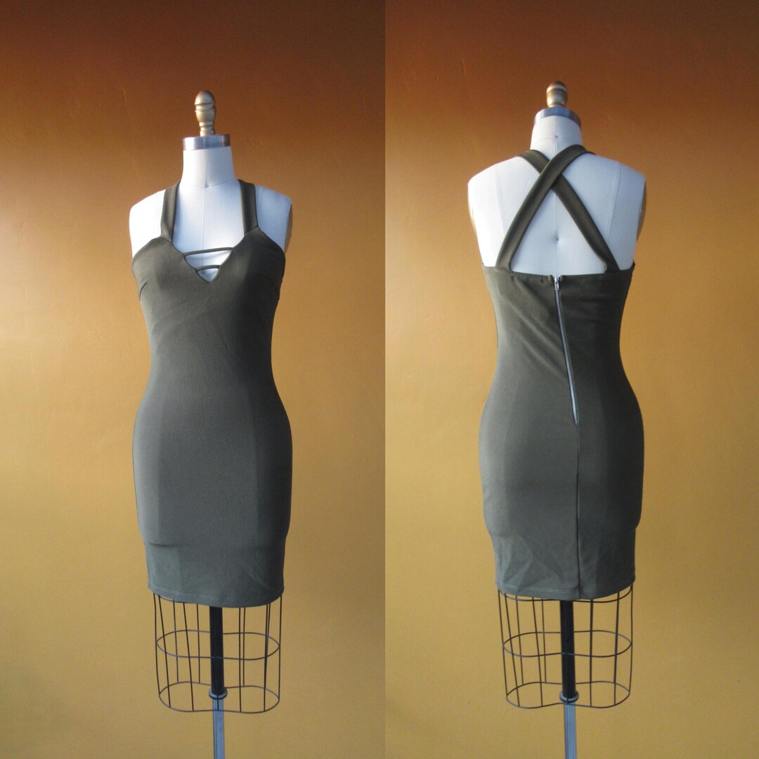 90s Kelp Weighty Cutout Lattice Bodycon Dress | Above the Knee Going ...