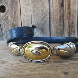 90s Navy Snakeskin Waist Belt | Shield Belt | Blue Snake Belt | Fits 32 ...