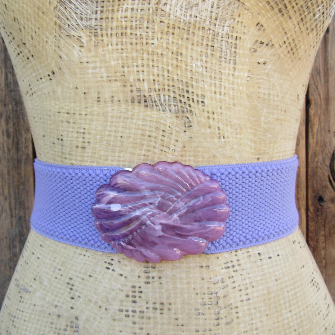 1980s Purple Lavender Stretch Waist Belt | 80s Resin Art Deco Revival ...