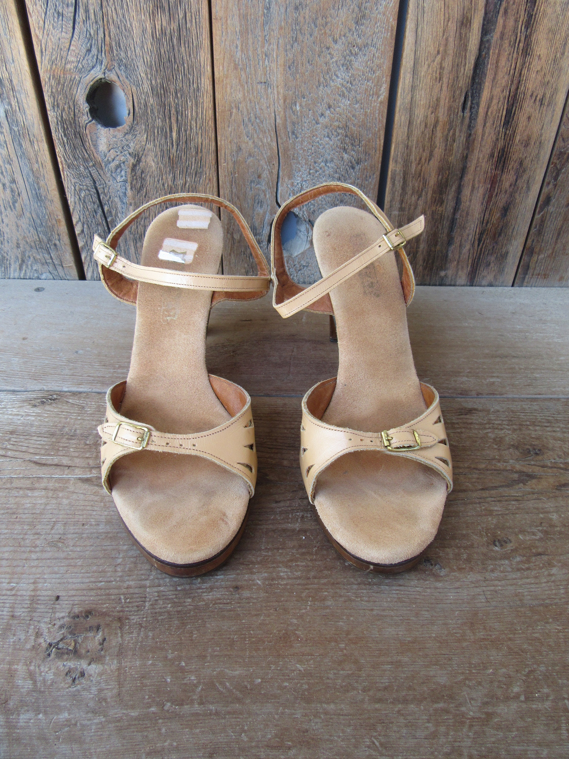 70s Wood Heel Leather Platform Sandals | Hippie Boho 1970s 70s Wood Heel Leather Platform Sandals | Hippie Boho 1970s