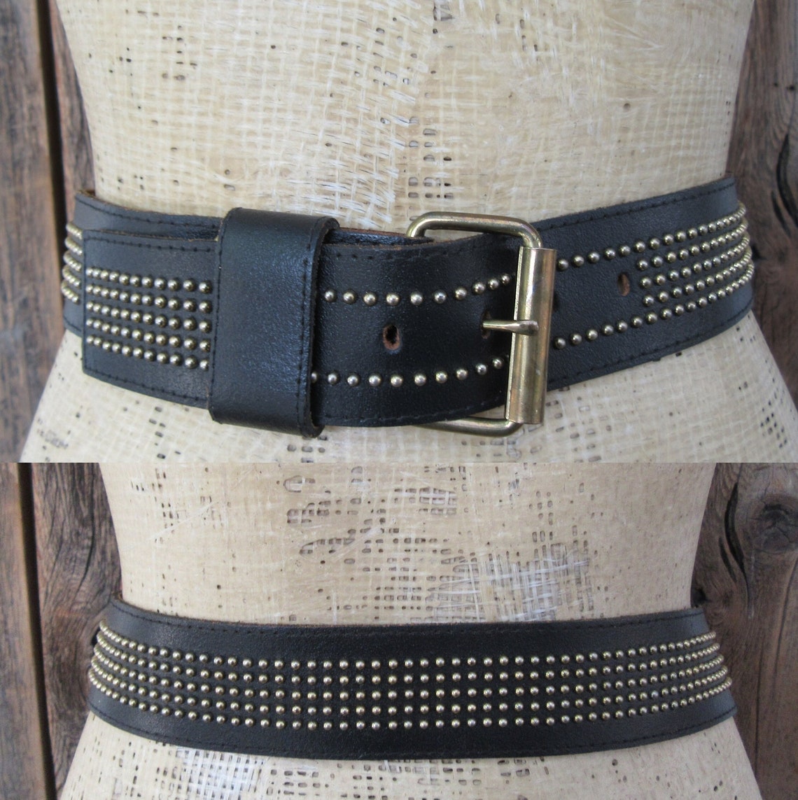 90s Black Studded Embellished Punk Roller Buckle Belt | Motorcycle Punk ...