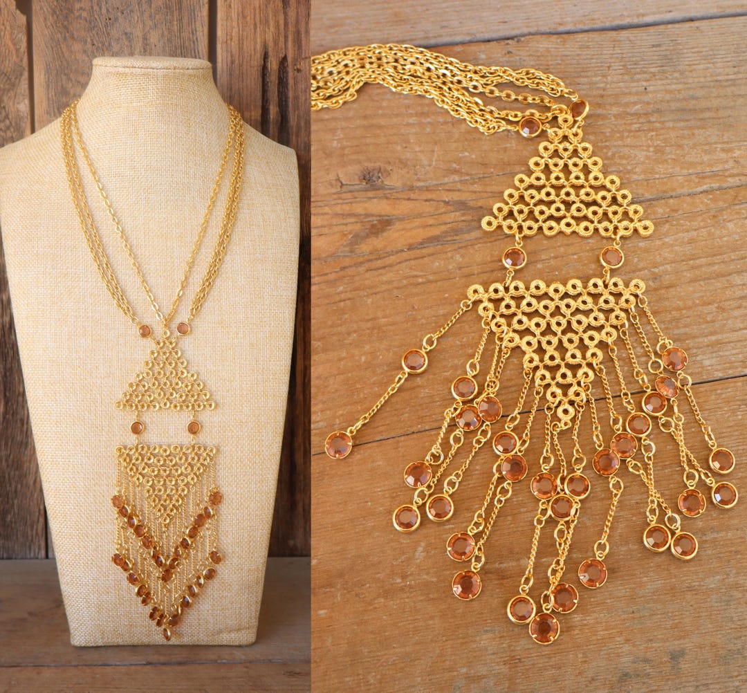 60s 70s Chunky Baroque Mod Chunky Chain Panel Gripoix Bold Statement ...