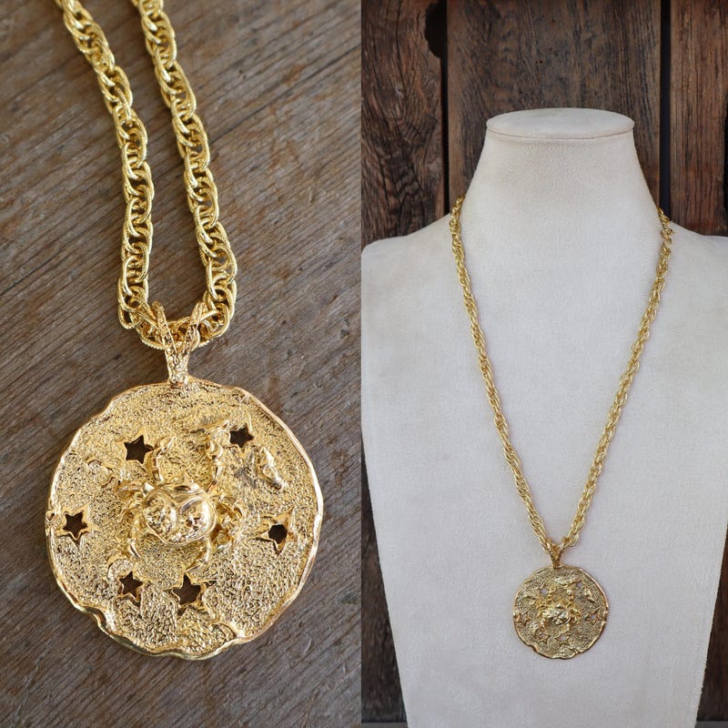 Medallion Necklace Cancer - Etsy
