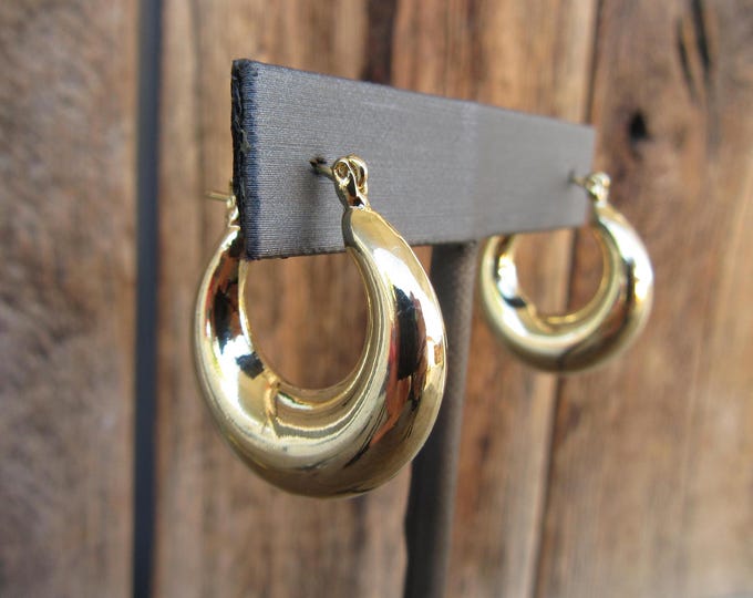 90s Gold Tone Earrings | Lever Back Hoop Earrings | Round Circle Hoop ...