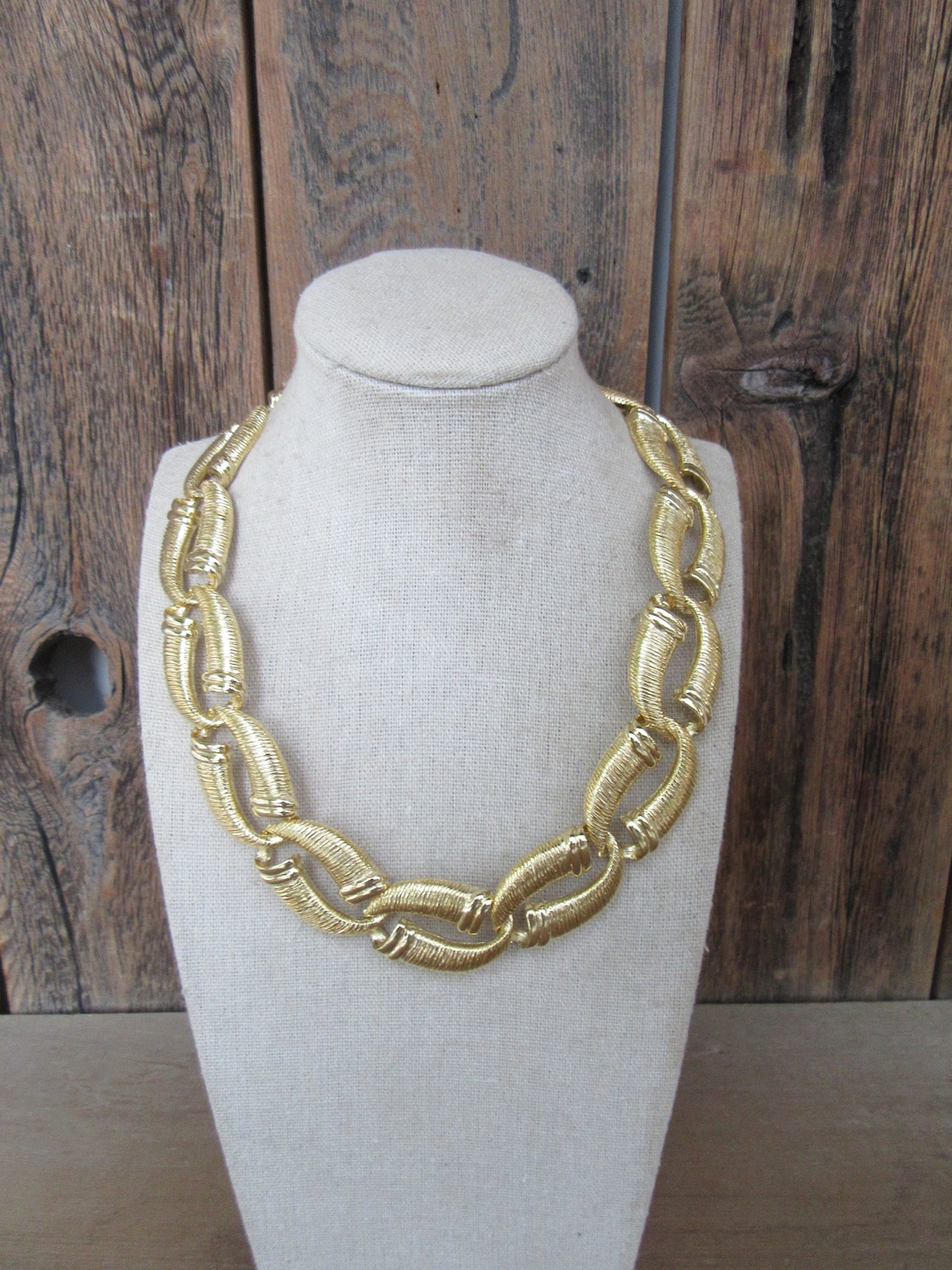 90s Gold Tone Thick Heavy Statement Necklace | Thick Chunky Gold Chain ...