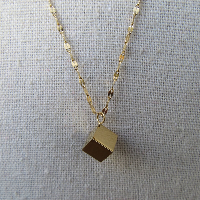 Gold Cube Necklace - Etsy