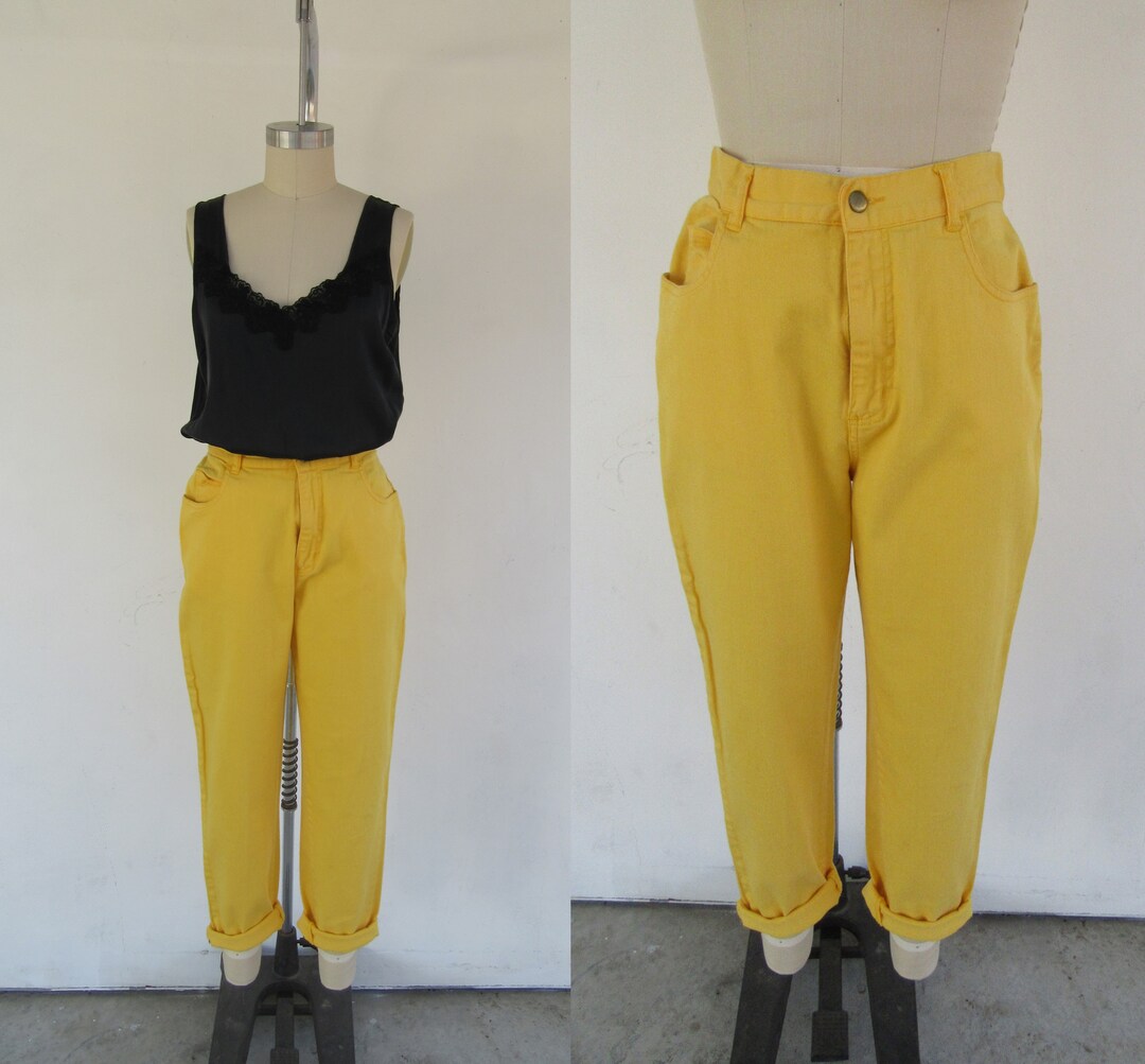 80s 90s FORENZA High Rise Sunflower Yellow Five Pocket Jeans Skinny All ...