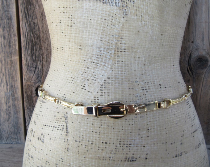 80s Gold Tone Metal Horse Bit Chain Belt | Gold Statement Belt | Gold ...
