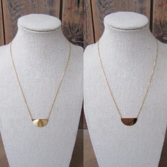 80s 90s Dainty Gold Chain Fluted Fan Necklace | Gold … - Gem