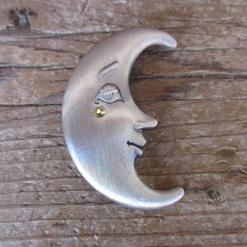 Silver Moon Brooch - Etsy