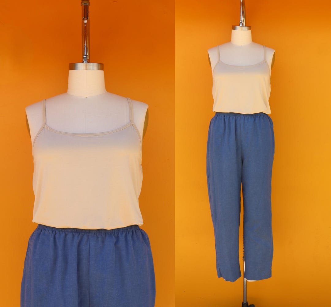 PLUS SIZE 90s Ecru Silky Shell Tank | 2X Sleeveless Blouse Shirt ...