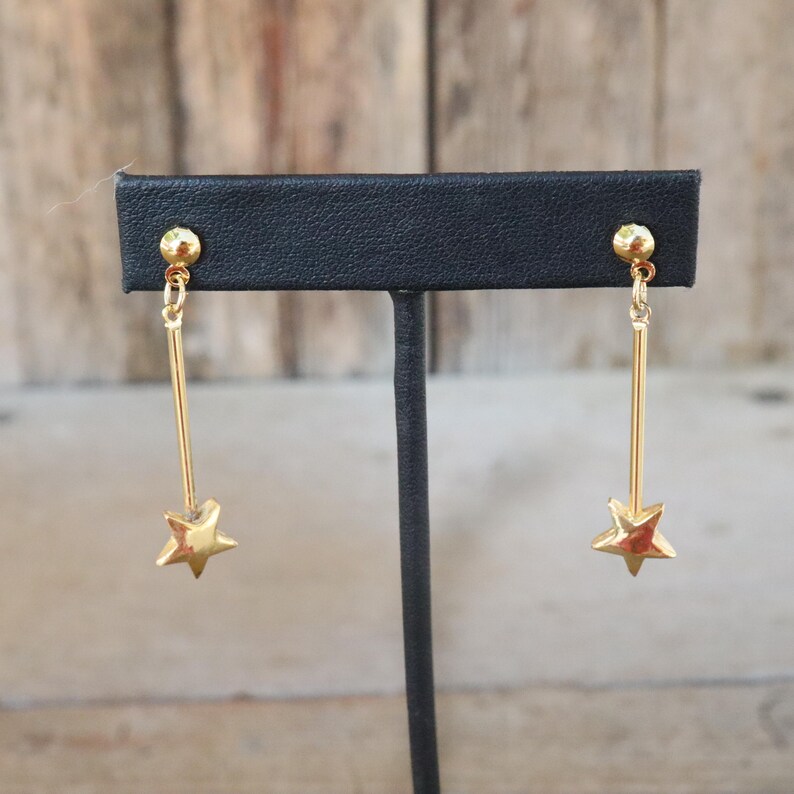 70s 80s Star Dangle Stick Modernist Earrings | Star Dangle Earrings - Etsy