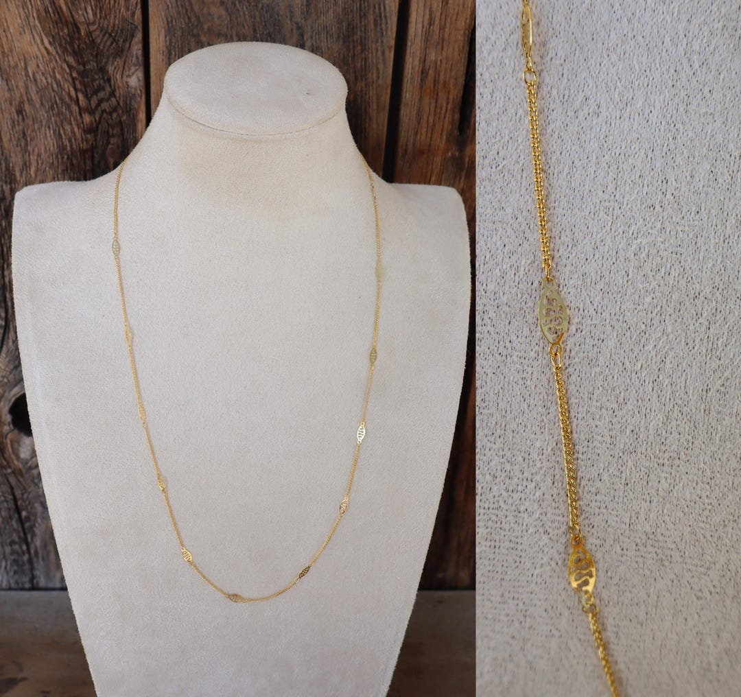 70s Dainty Long Gold Tone Layering Chain Boho Necklace | 24" Gold Tone ...