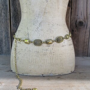 90s Gold Tone Metal Chain Belt | Disk Belt | Concho Belt | Metal Link ...
