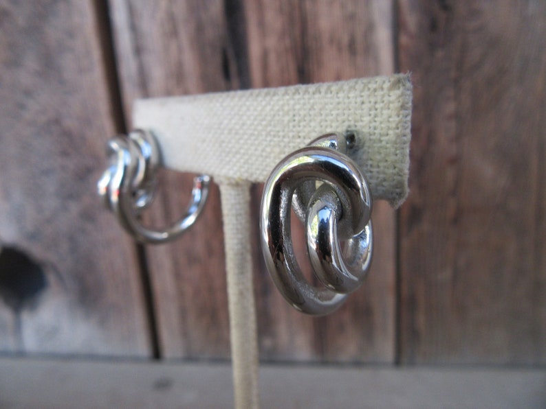 90s Chunky Curlicue Hoops | Modernist Swirl Geo Geometric Silver Tone ...