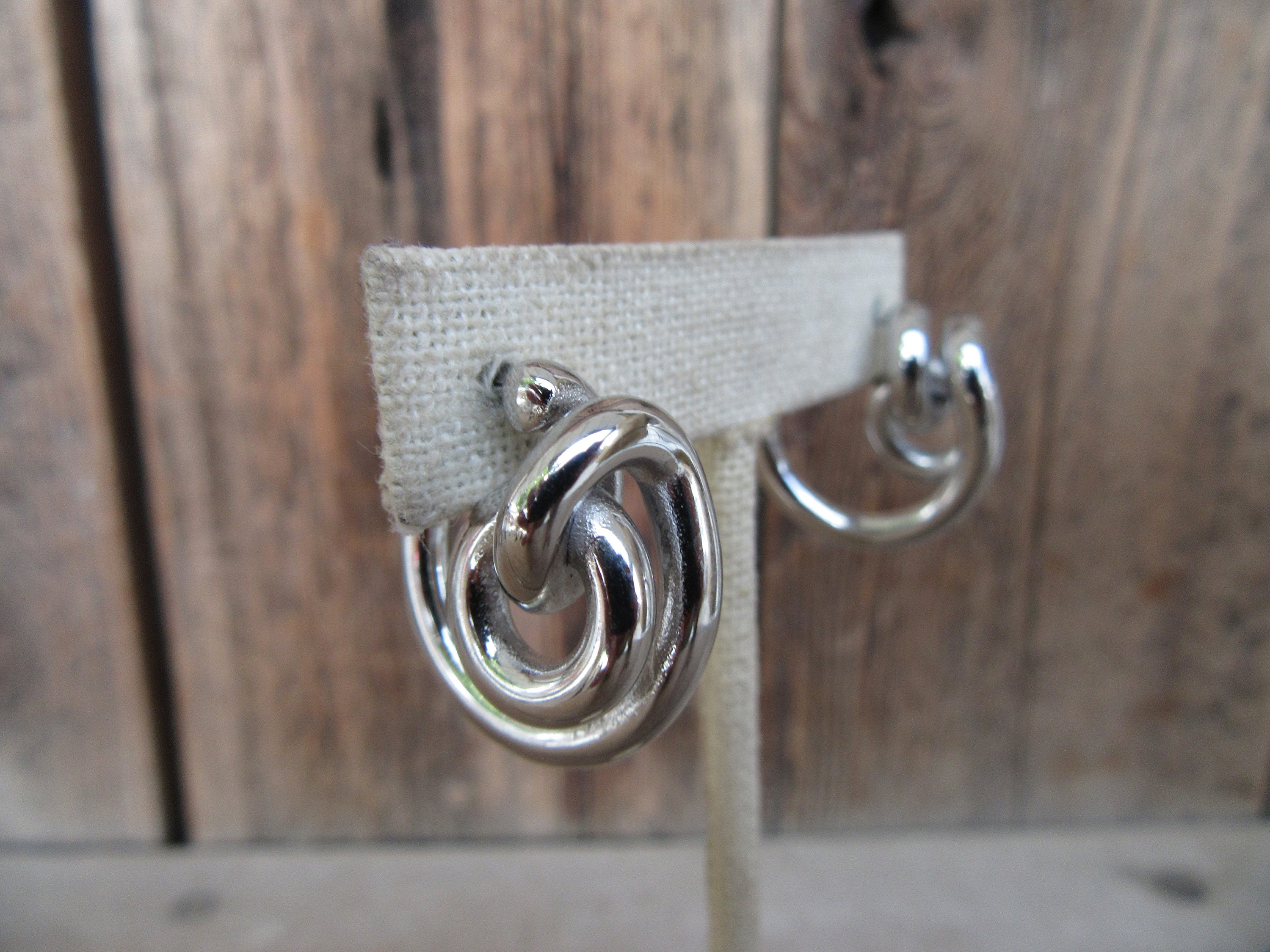 90s Chunky Curlicue Hoops | Modernist Swirl Geo Geometric Silver Tone ...