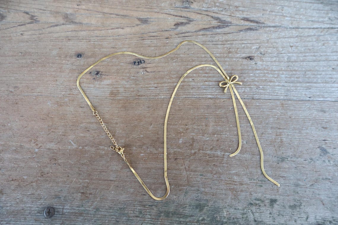 90s Y2K Gold Tone Fixed Bolo Lariat Bow Necklace - Etsy