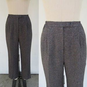 90s Heathered Charcoal Wool High Waisted Pleated Trousers Plaid ...