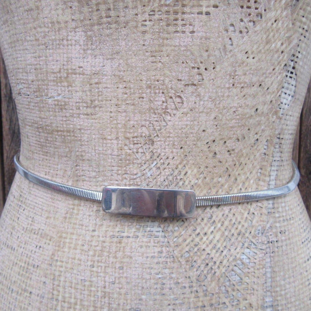 80s 90s Silver Tone Slinky Belt | Silver Metal Belt | Stretch Belt ...