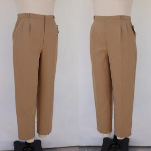 NOS Plus Size Tan Pleated High Rise Waist Tapered Pants | Extended Size ...