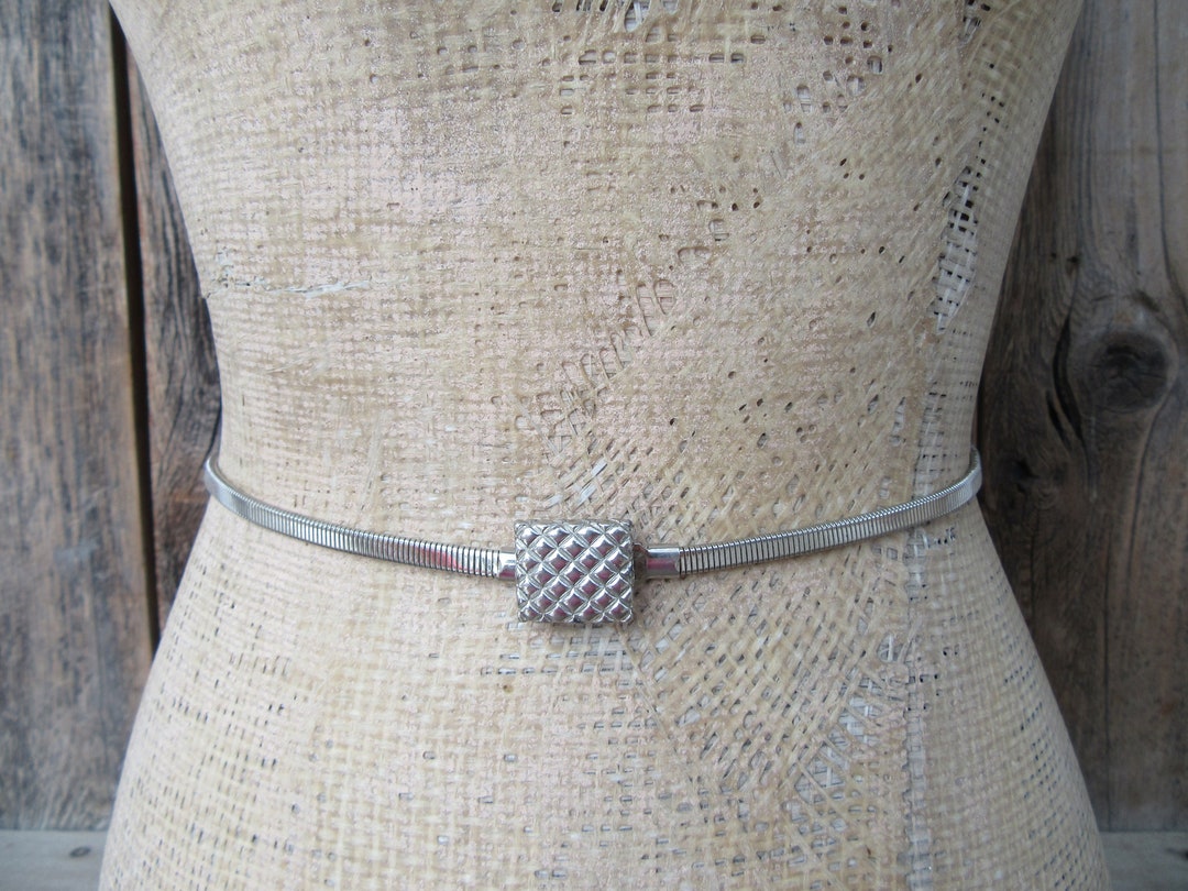 80s Silver Metal Stretch Belt | Metal Snake Belt| Silver Slinky Belt ...