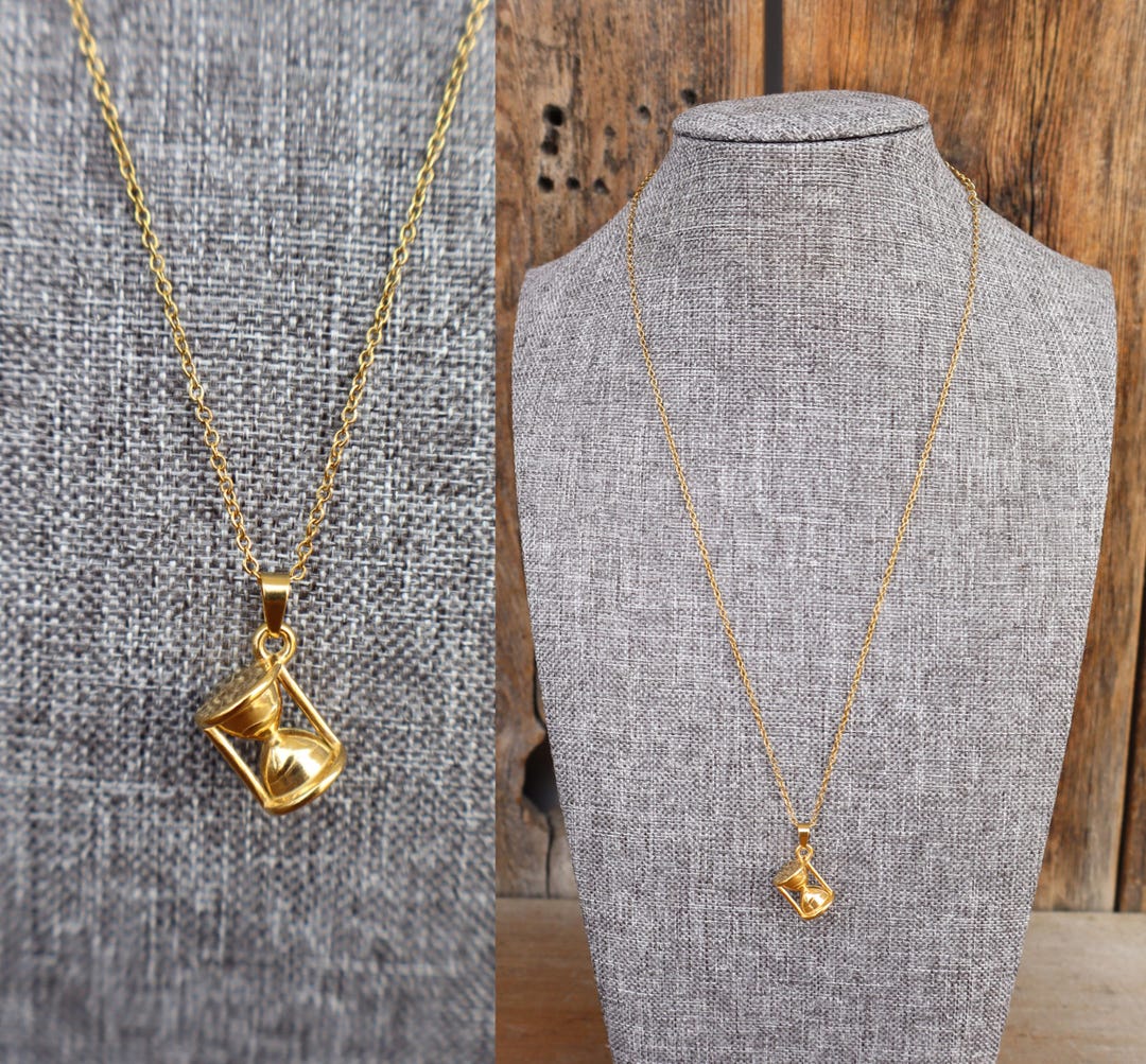 80s 90s Dainty Gold Chain Hourglass Pendant Necklace - Etsy