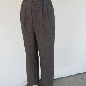 90s Heathered Charcoal Wool High Waisted Pleated Trousers Plaid ...