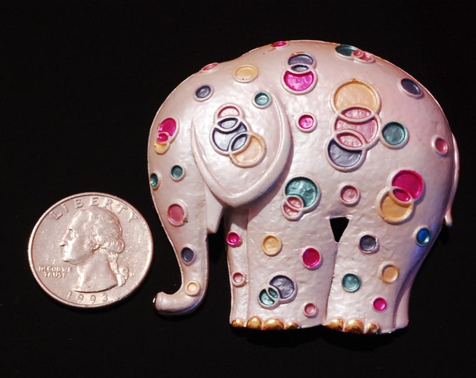 So Cute Vintage HMS Enameled Large Elephant Pin/pendant - Etsy