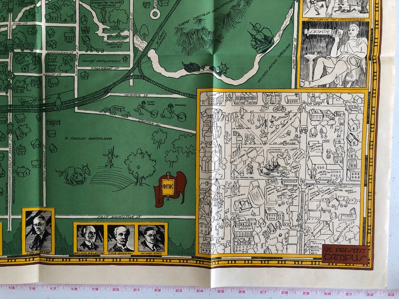 A Map of Oberlin College and Towne by Walt Knapp, 1929 Campus Pictorial ...