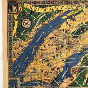 A Map of New York by Russell Patterson, Vintage Pictorial Map ...