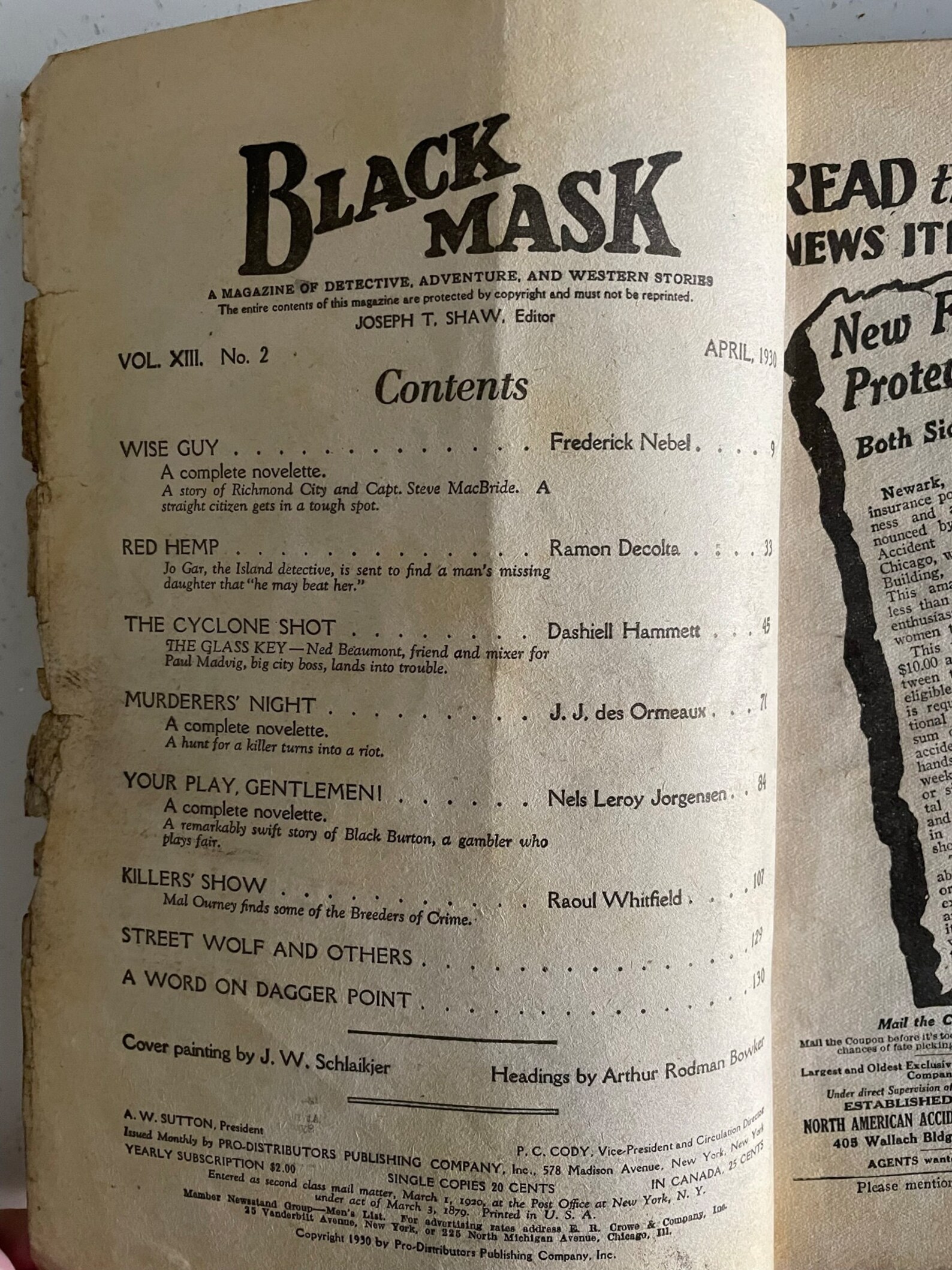 Black Mask, Vol. XIII No. 2, April 1930 Ft. the Cyclone Shot by ...