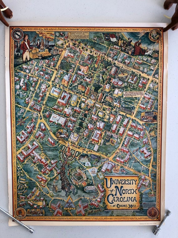 Original Pictorial Map of University of North Carolina at - Etsy