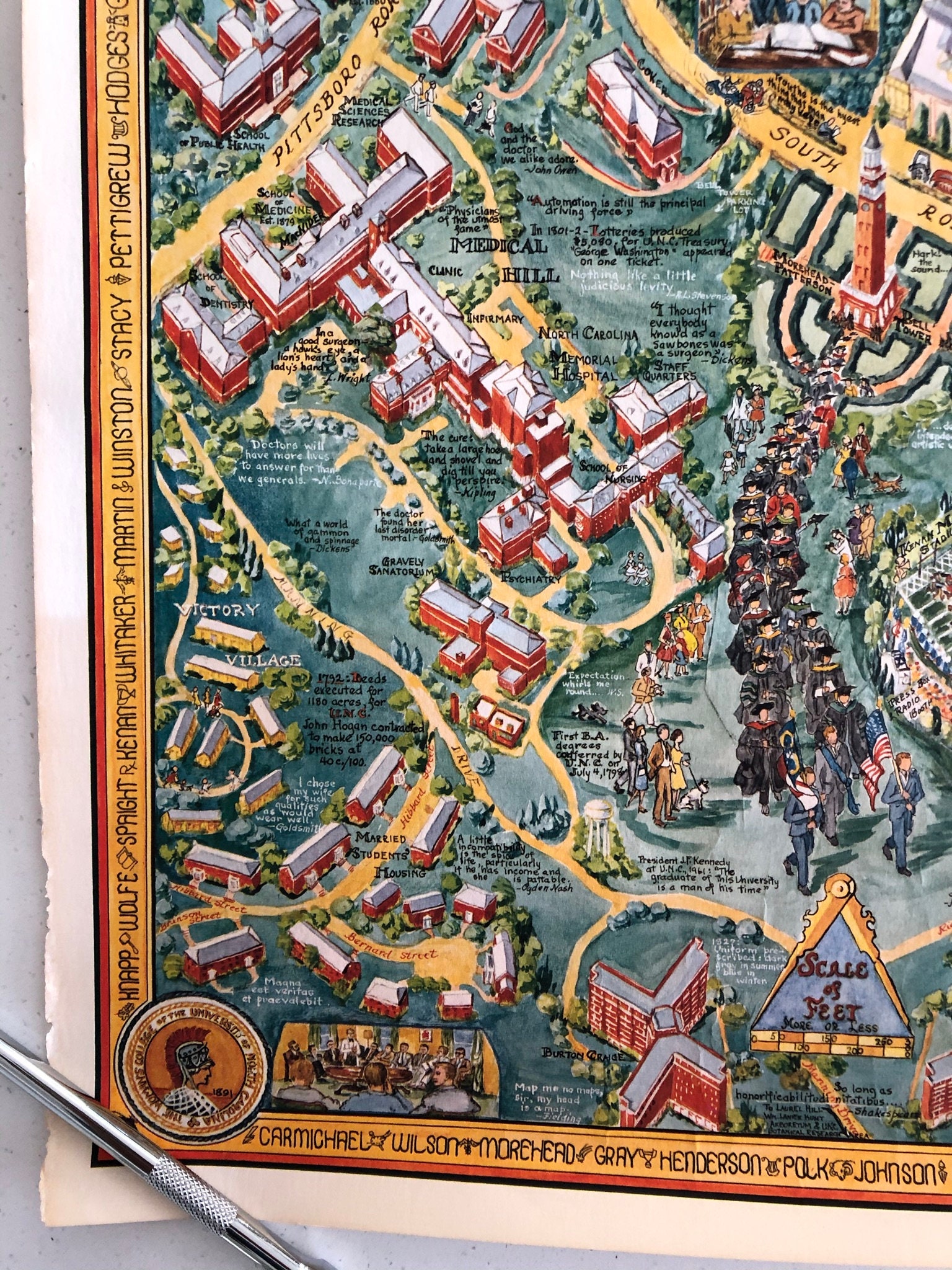 Original Pictorial Map of University of North Carolina at - Etsy