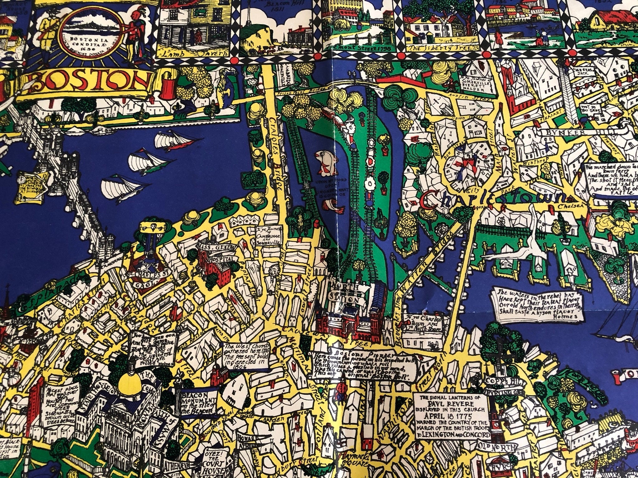1920s Pictorial Map of Boston, Massachusetts by Edwin Olsen & Blake ...