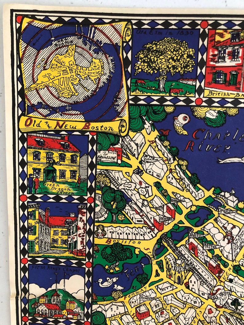 1920s Pictorial Map of Boston, Massachusetts by Edwin Olsen & Blake ...