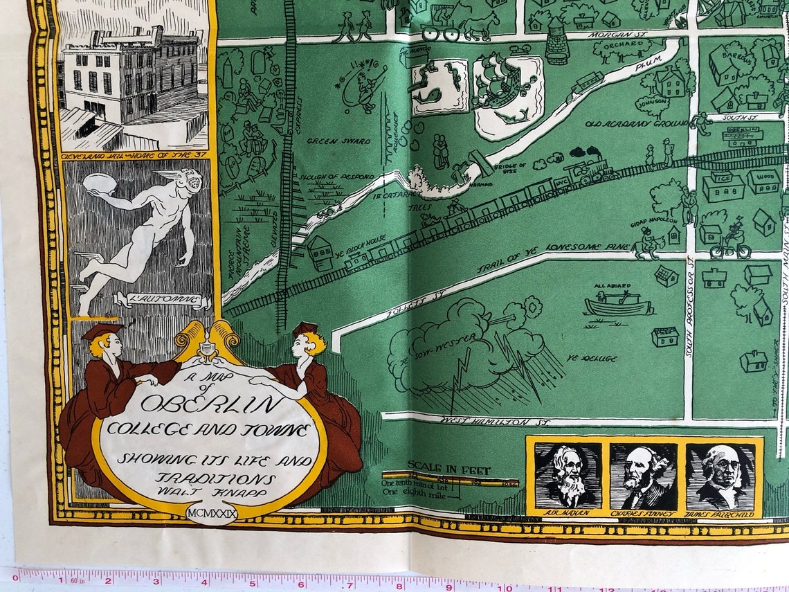 A Map of Oberlin College and Towne by Walt Knapp, 1929 Campus Pictorial ...