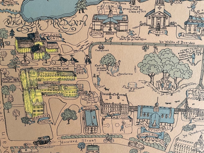 Wheaton College, 1929 Original Pictorial Campus Map, Alva Scott ...