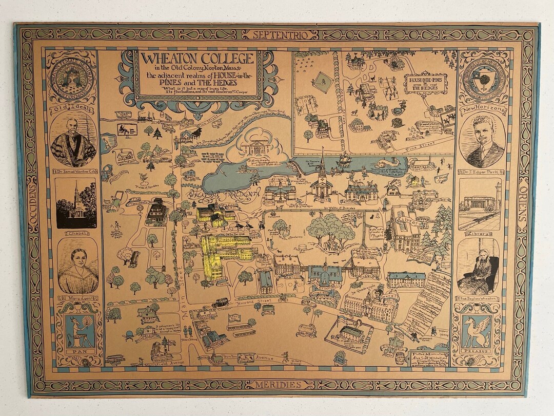 Wheaton College, 1929 Original Pictorial Campus Map, Alva Scott ...