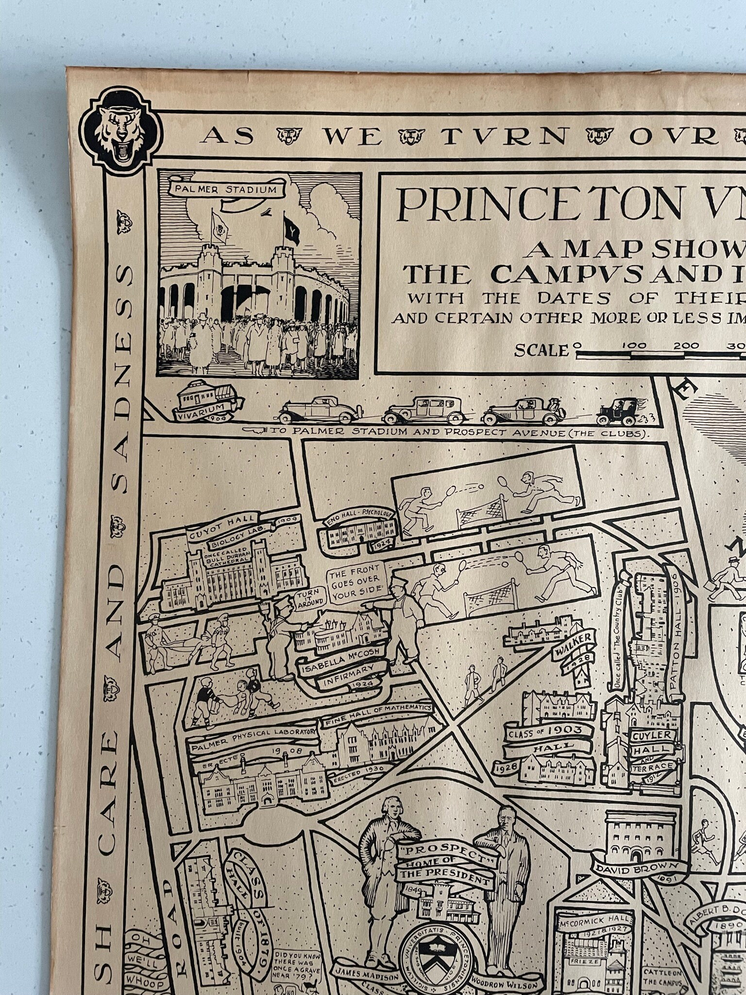 Princeton University, 1932 Original Pictorial Campus Map by J. Riegel ...