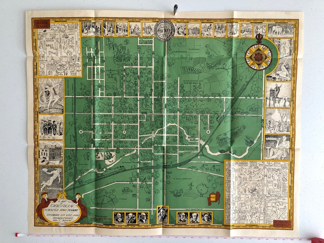 A Map of Oberlin College and Towne by Walt Knapp, 1929 Campus Pictorial ...