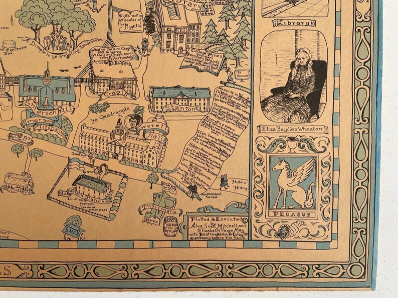 Wheaton College, 1929 Original Pictorial Campus Map, Alva Scott ...