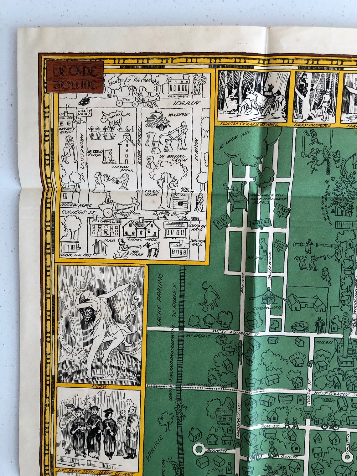 A Map of Oberlin College and Towne by Walt Knapp, 1929 Campus Pictorial ...
