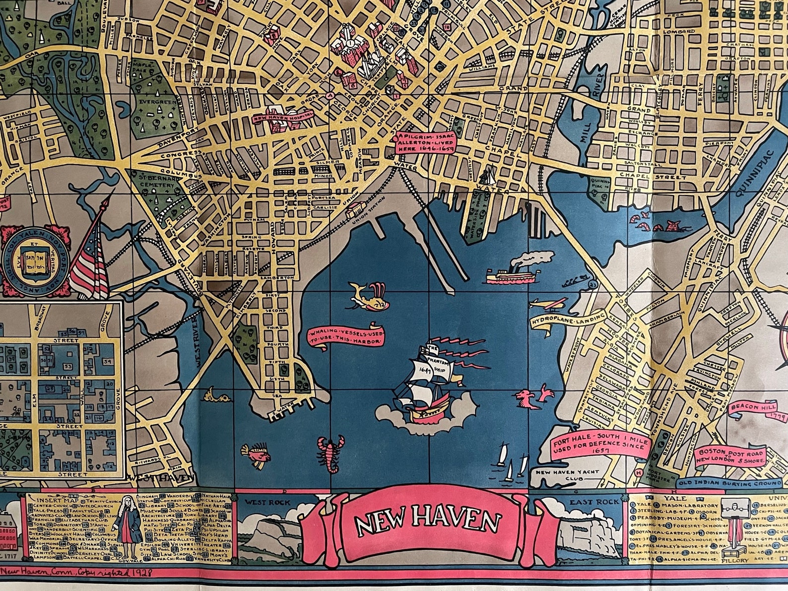 A Map of New Haven by Carina Eaglesfield Mortimer, 1928 Original ...