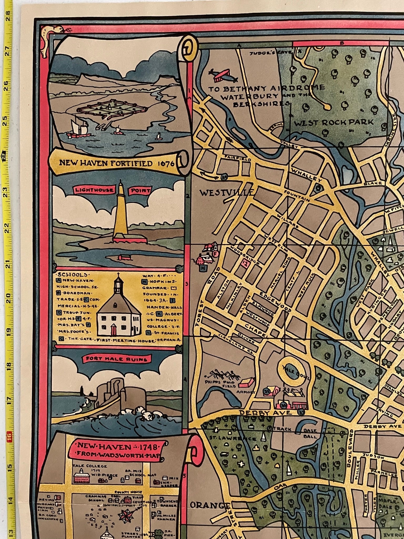 A Map of New Haven by Carina Eaglesfield Mortimer, 1928 Original ...