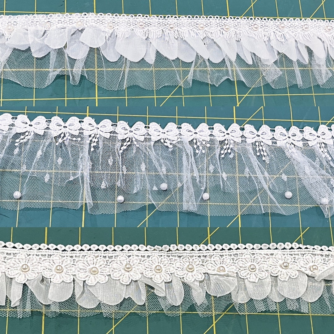 White Lace Trim Edging for Necklines Sleeves Dresses 3 Styles Sold by ...